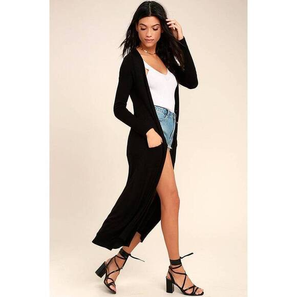 Sweaters | Lulus Basics Graceful Ways Black Long Cardigan Sweater Size ...